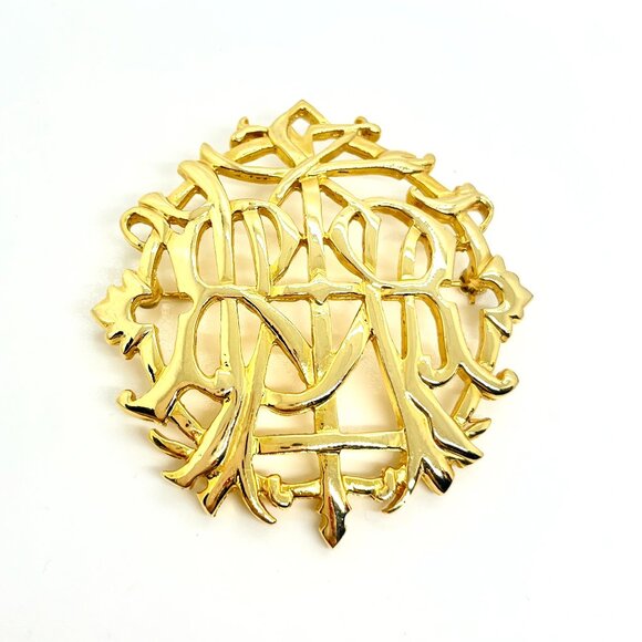 Vintage | Jewelry | Vintage Carolee Brutalist Gold Filigree Monogram ...